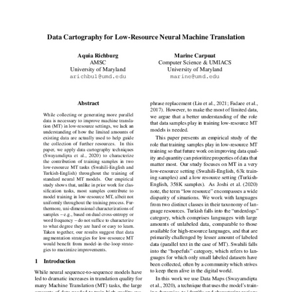 Data Cartography for Low-Resource Neural Machine Translation - ACL ...