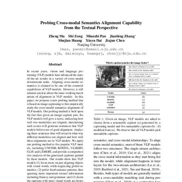 Probing Cross Modal Semantics Alignment Capability From The Textual Perspective Acl Anthology