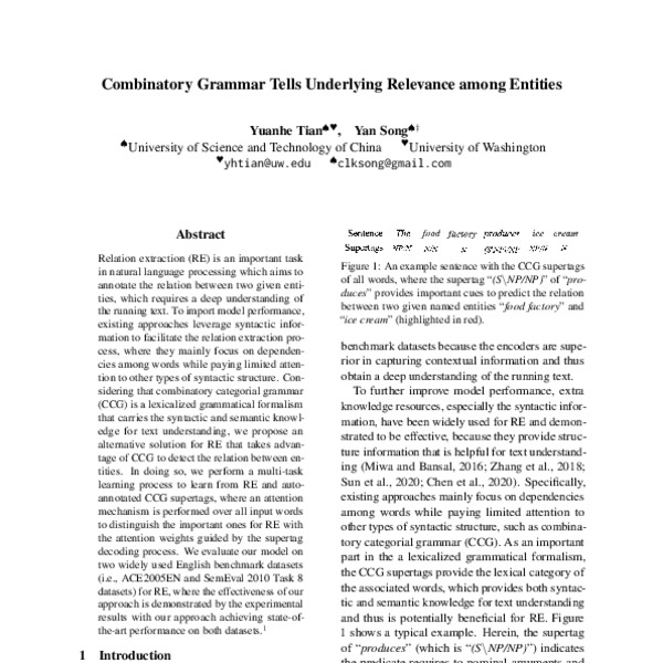 Combinatory Grammar Tells Underlying Relevance Among Entities Acl Anthology