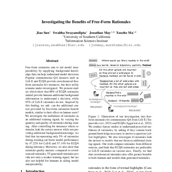Investigating the Benefits of Free-Form Rationales - ACL Anthology