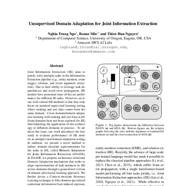 Unsupervised Domain Adaptation for Joint Information Extraction - ACL Anthology