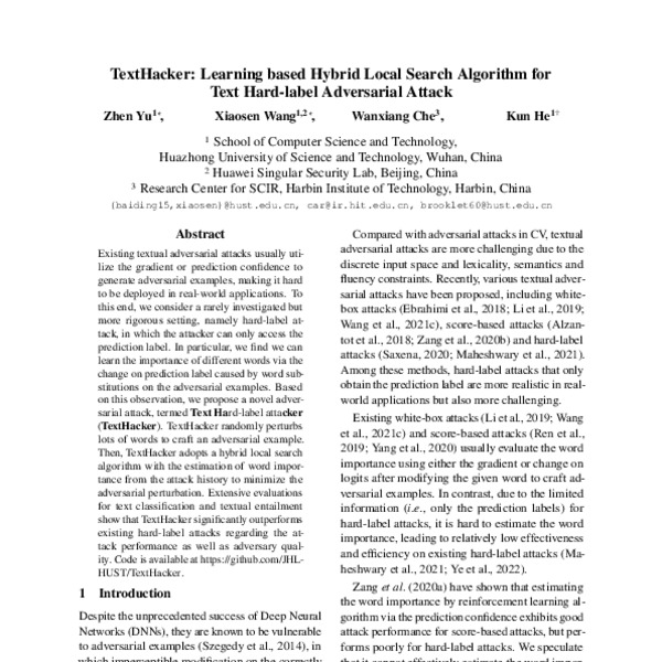 Texthacker Learning Based Hybrid Local Search Algorithm For Text Hard Label Adversarial Attack