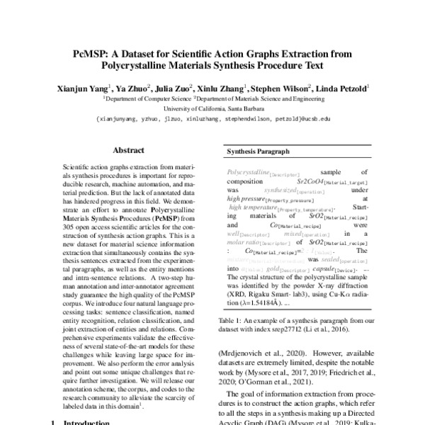 PcMSP: A Dataset for Scientific Action Graphs Extraction from Polycrystalline Materials ...
