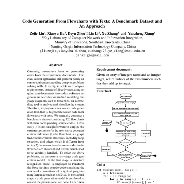 Code Generation From Flowcharts With Texts A Benchmark Dataset And An