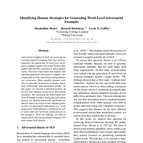 Identifying Human Strategies for Generating Word-Level Adversarial Examples - ACL Anthology