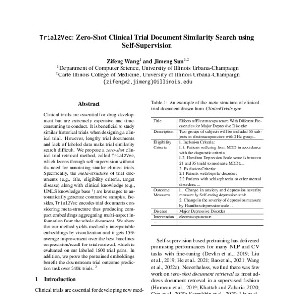 Trial2Vec: Zero-Shot Clinical Trial Document Similarity Search using ...