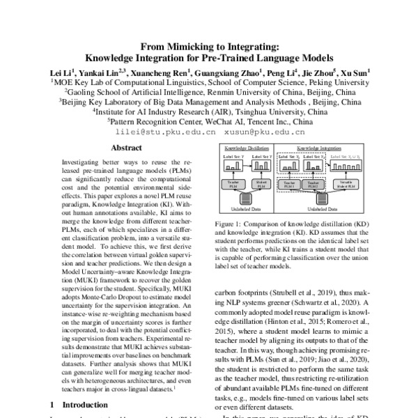 From Mimicking To Integrating Knowledge Integration For Pre Trained Language Models Acl Anthology