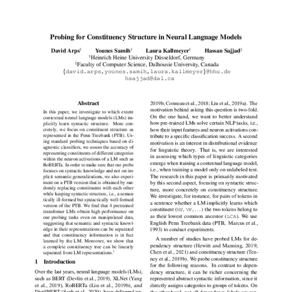 Probing for Constituency Structure in Neural Language Models - ACL Anthology
