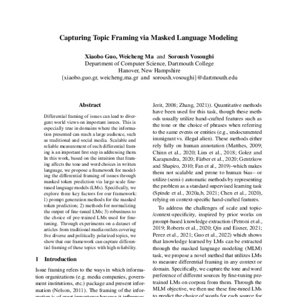 Capturing Topic Framing via Masked Language Modeling - ACL Anthology