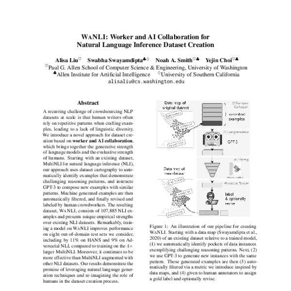 WANLI: Worker and AI Collaboration for Natural Language Inference ...