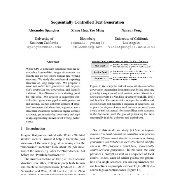 Sequentially Controlled Text Generation Acl Anthology
