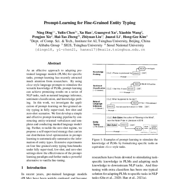 Prompt-learning for Fine-grained Entity Typing - ACL Anthology