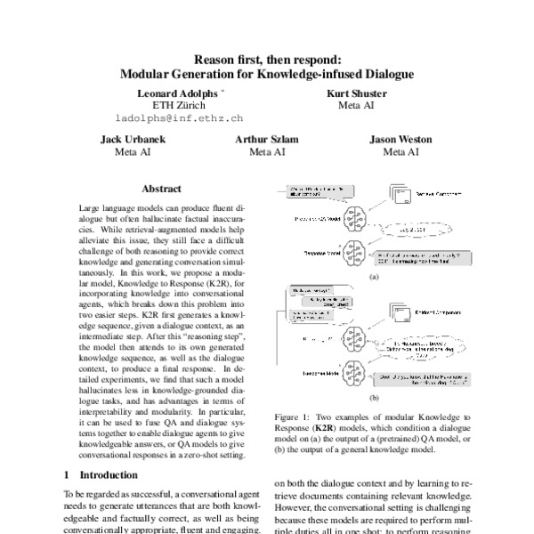Reason first, then respond: Modular Generation for Knowledge-infused Dialogue - ACL Anthology