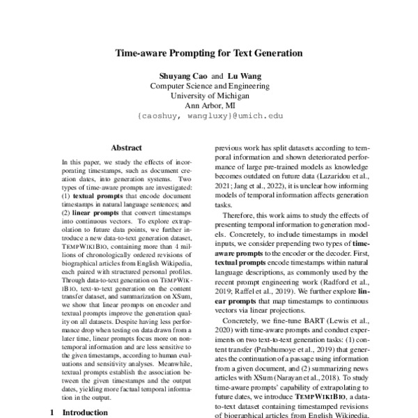 Time-aware Prompting for Text Generation - ACL Anthology