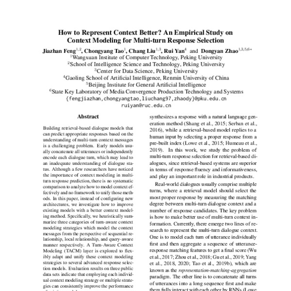 How to Represent Context Better? An Empirical Study on Context Modeling for Multi-turn Response ...