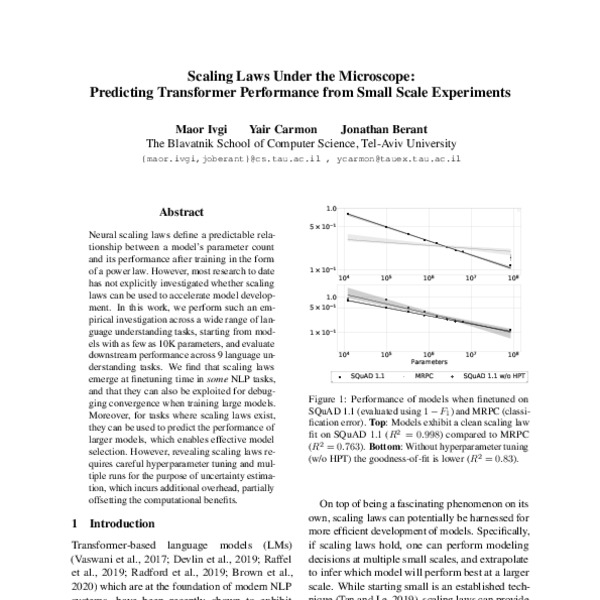 Scaling Laws Under the Microscope: Predicting Transformer Performance from Small Scale ...