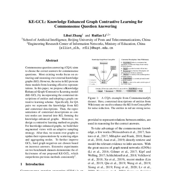 Ke Gcl Knowledge Enhanced Graph Contrastive Learning For Commonsense Question Answering Acl