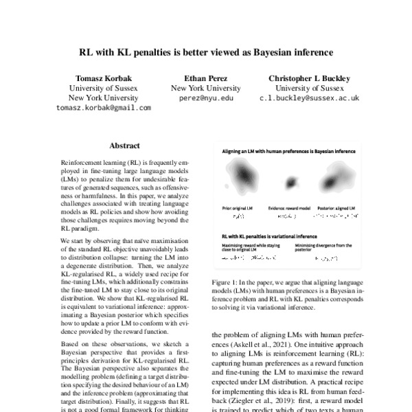 RL with KL penalties is better viewed as Bayesian inference - ACL Anthology