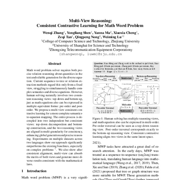 Multi-View Reasoning: Consistent Contrastive Learning for Math Word Problem - ACL Anthology