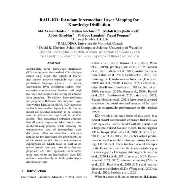 RAIL-KD: RAndom Intermediate Layer Mapping for Knowledge Distillation - ACL Anthology