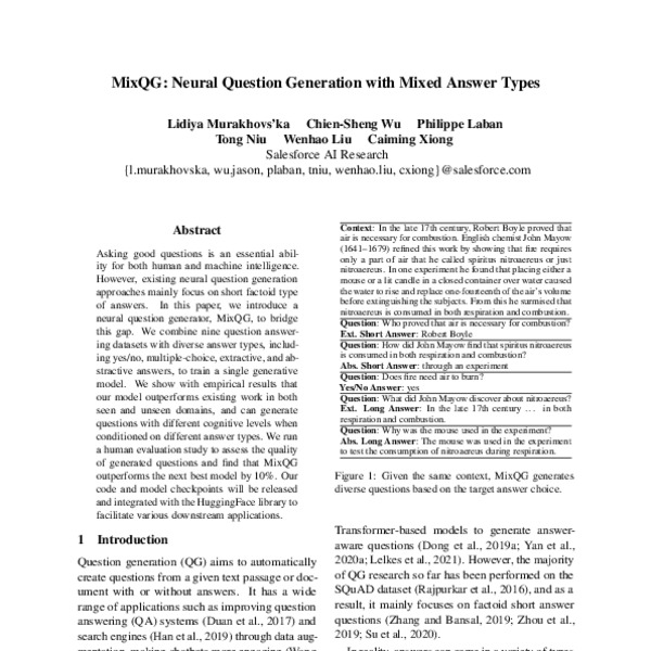 MixQG: Neural Question Generation with Mixed Answer Types - ACL Anthology