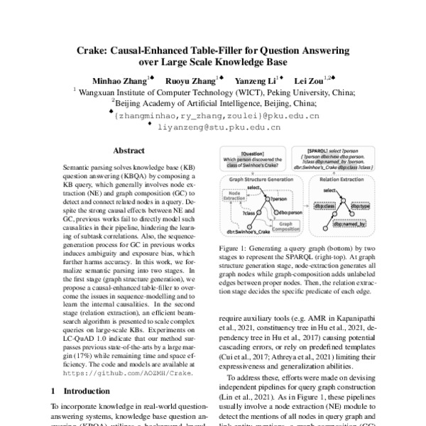 Crake: Causal-Enhanced Table-Filler for Question Answering over Large ...