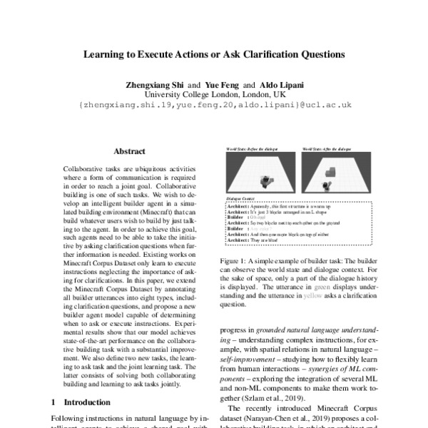 Learning to Execute Actions or Ask Clarification Questions - ACL Anthology