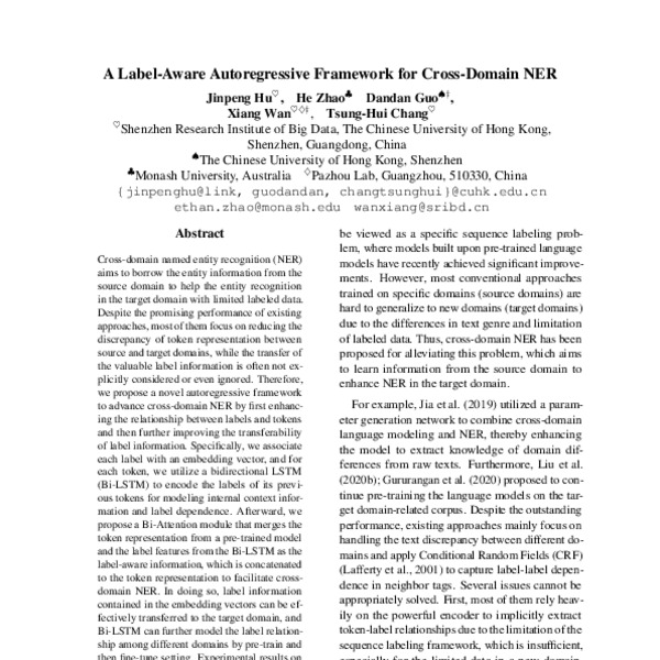 A Label Aware Autoregressive Framework For Cross Domain Ner Acl Anthology