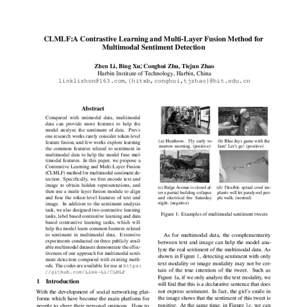 CLMLF:A Contrastive Learning and Multi-Layer Fusion Method for Multimodal Sentiment Detection ...