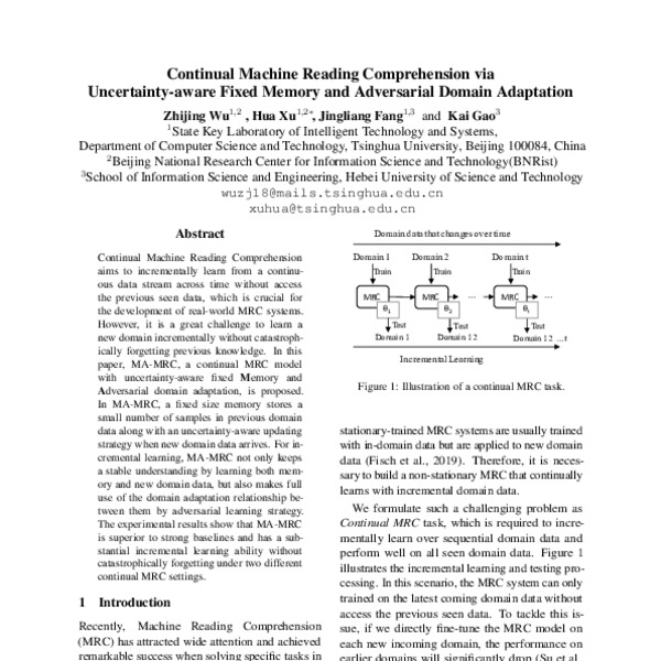 Continual Machine Reading Comprehension via Uncertainty-aware Fixed Memory and Adversarial ...
