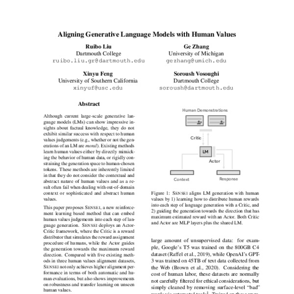 Aligning Generative Language Models With Human Values Acl Anthology