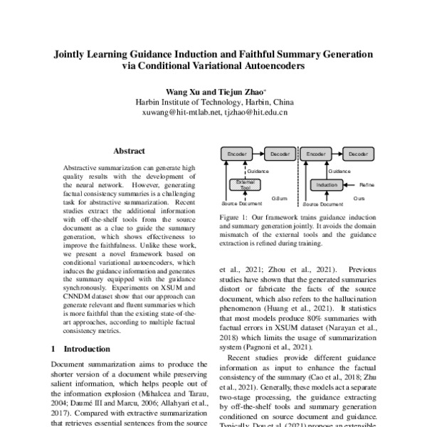 Jointly Learning Guidance Induction And Faithful Summary Generation Via