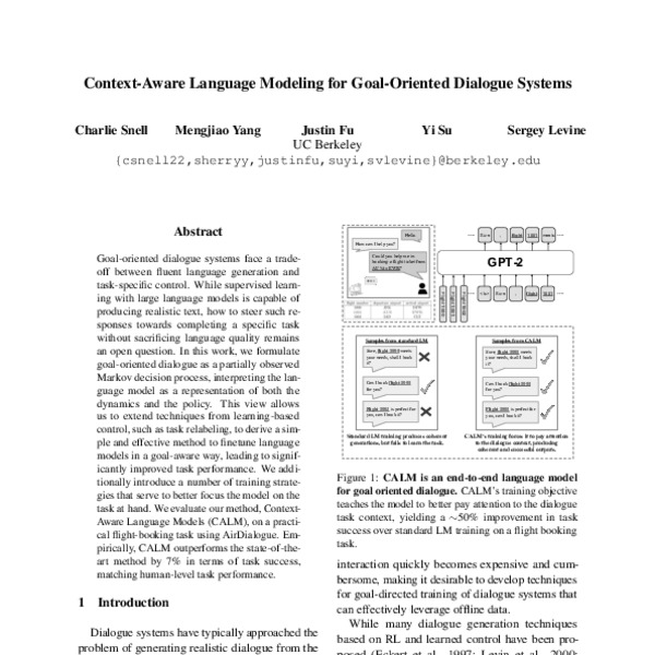 Context Aware Language Modeling For Goal Oriented Dialogue Systems Acl Anthology