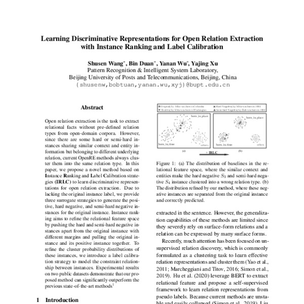 Learning Discriminative Representations for Open Relation Extraction with Instance Ranking and ...