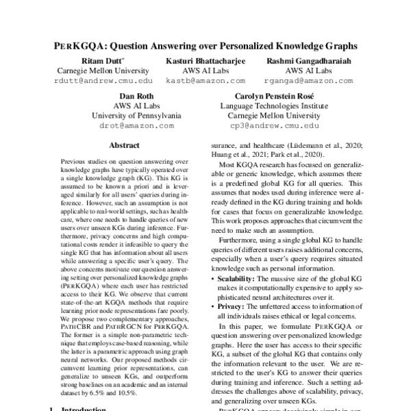 PerKGQA: Question Answering over Personalized Knowledge Graphs - ACL Anthology