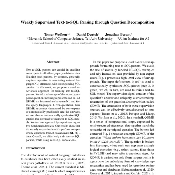 Weakly Supervised Text-to-SQL Parsing through Question Decomposition - ACL Anthology