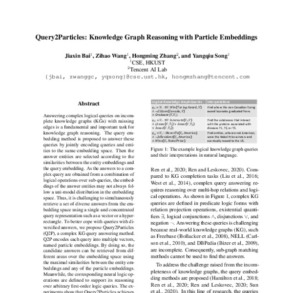 Query2Particles: Knowledge Graph Reasoning with Particle Embeddings ...