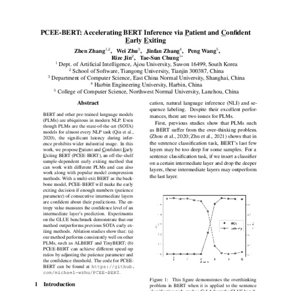 PCEE-BERT: Accelerating BERT Inference via Patient and Confident Early Exiting - ACL Anthology