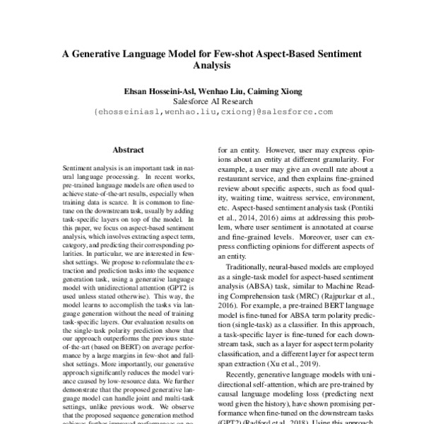 A Generative Language Model for Few-shot Aspect-Based Sentiment Analysis - ACL Anthology
