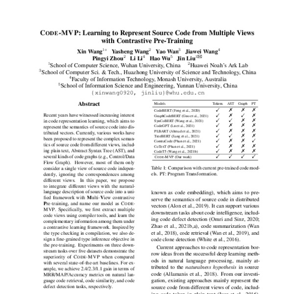CODE-MVP: Learning to Represent Source Code from Multiple Views with ...