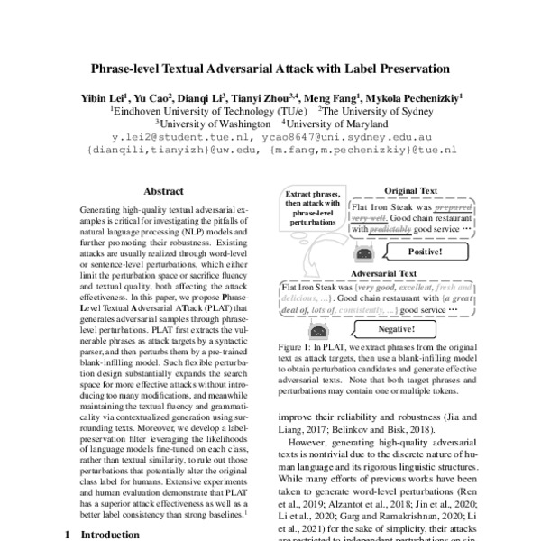 Phrase-level Textual Adversarial Attack with Label Preservation - ACL Anthology