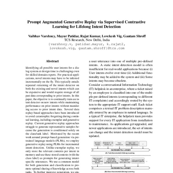 Prompt Augmented Generative Replay Via Supervised Contrastive Learning For Lifelong Intent