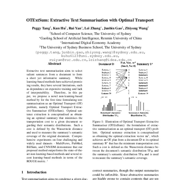 OTExtSum: Extractive Text Summarisation with Optimal Transport - ACL ...