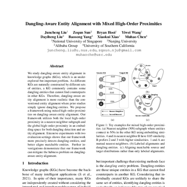Dangling-Aware Entity Alignment with Mixed High-Order Proximities - ACL Anthology