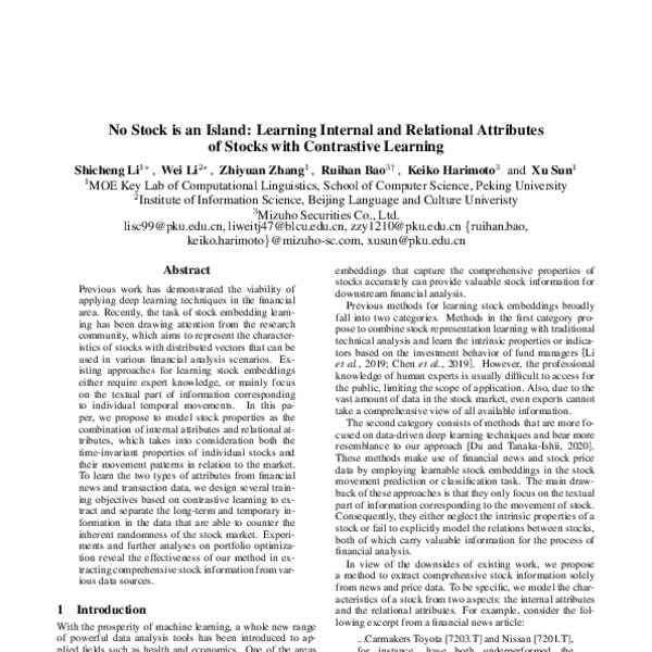 No Stock is an Island: Learning Internal and Relational Attributes of ...
