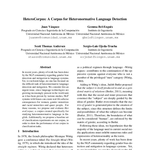 HeteroCorpus: A Corpus for Heteronormative Language Detection - ACL ...