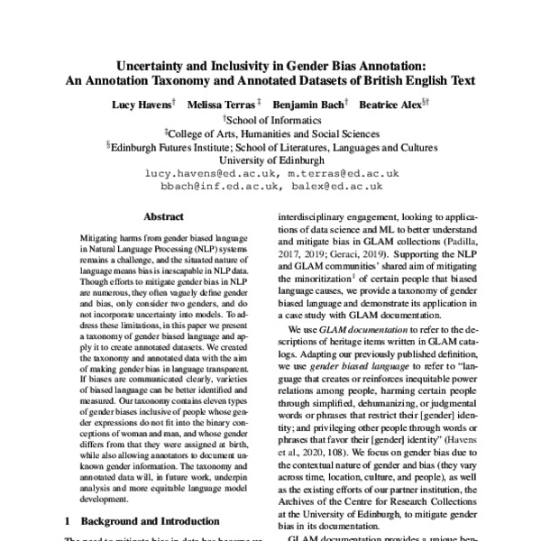 Uncertainty and Inclusivity in Gender Bias Annotation: An Annotation ...