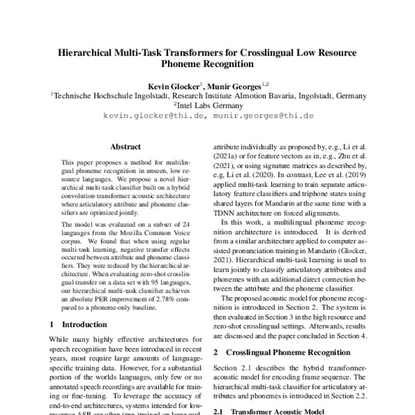 Hierarchical Multi Task Transformers For Crosslingual Low Resource Phoneme Recognition Acl