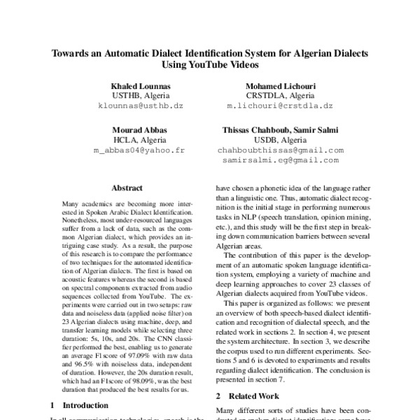 Towards An Automatic Dialect Identification System Using Algerian