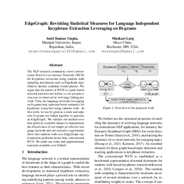 EdgeGraph: Revisiting Statistical Measures for Language Independent ...